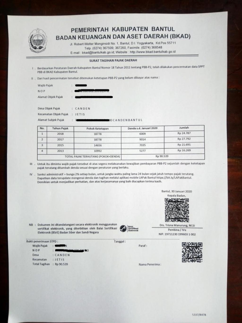 Segera Terbit Surat Penagihan Tunggakan SPPT PBB - Website Kalurahan Canden